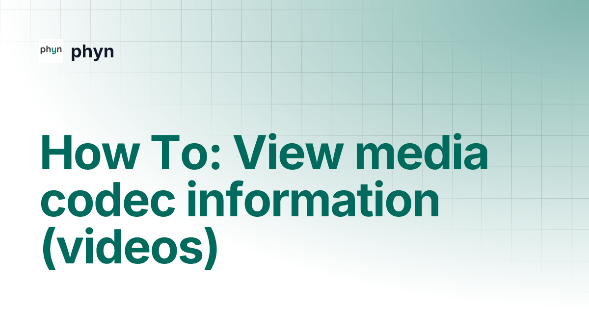 How To: View media codec information (videos) | phyn